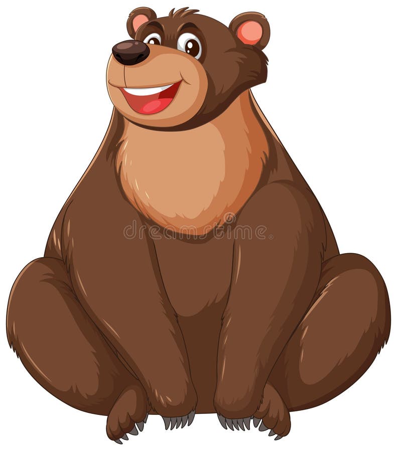Friendly Cartoon Bear Sitting and Smiling Stock Vector - Illustration ...