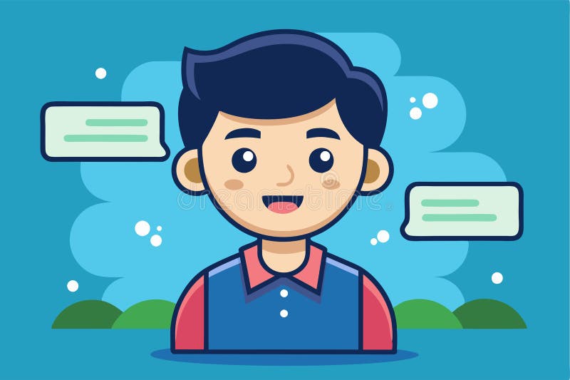 A Friendly Cartoon Character is Depicted with Speech Bubbles, Perfect ...
