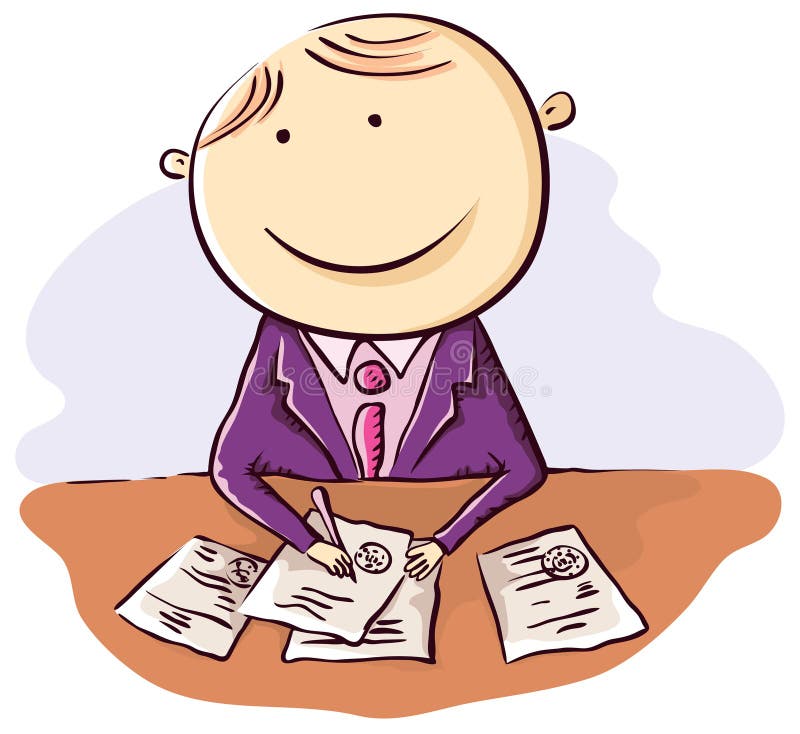 Friendly cartoon clerk stock vector. Illustration of white - 44609530