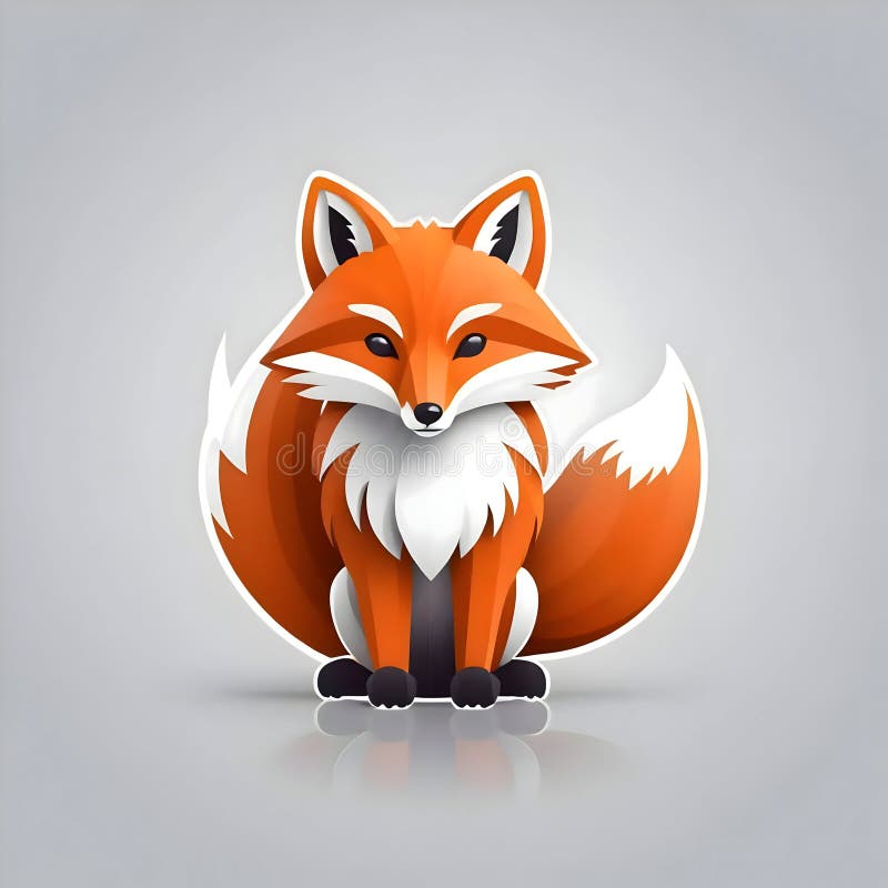 Cute Cartoon Fox Sticker on Gray - Generated Using Ai Stock ...