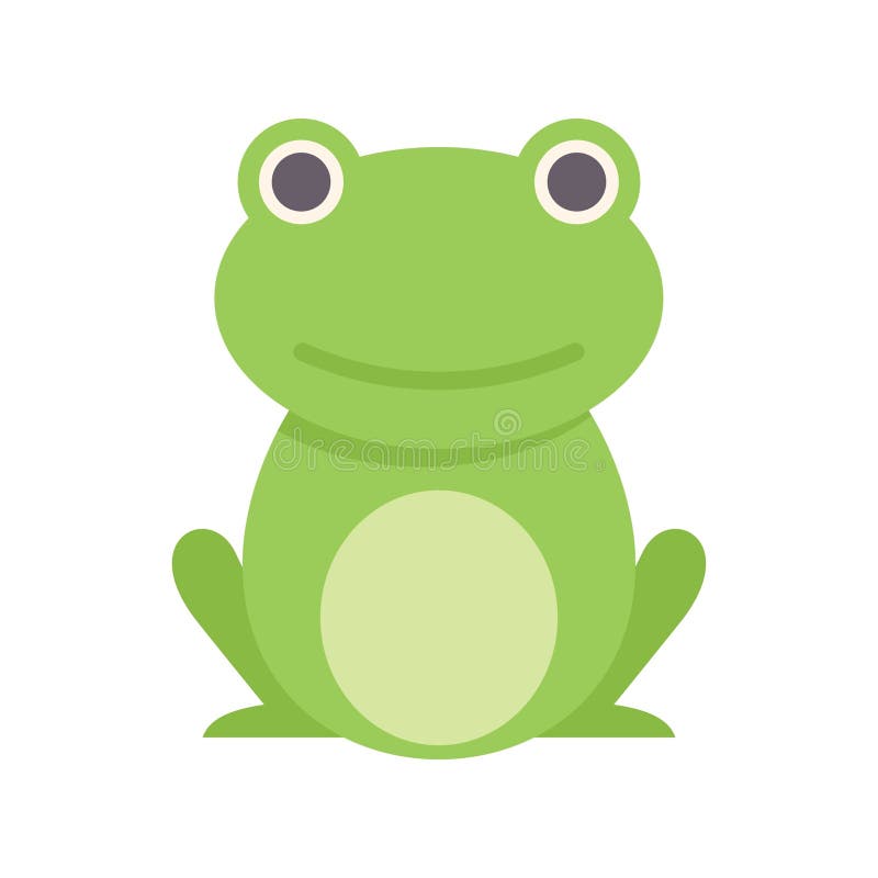 Cute Green Frog Smiling and Sitting Down Stock Illustration ...