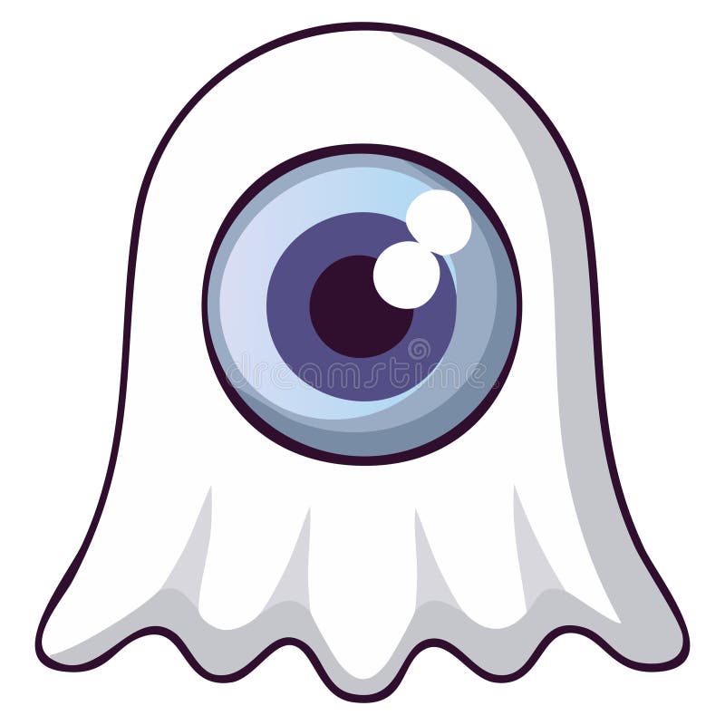 Friendly Cartoon Ghost Character with a Large Blue Cyclops Eye ...