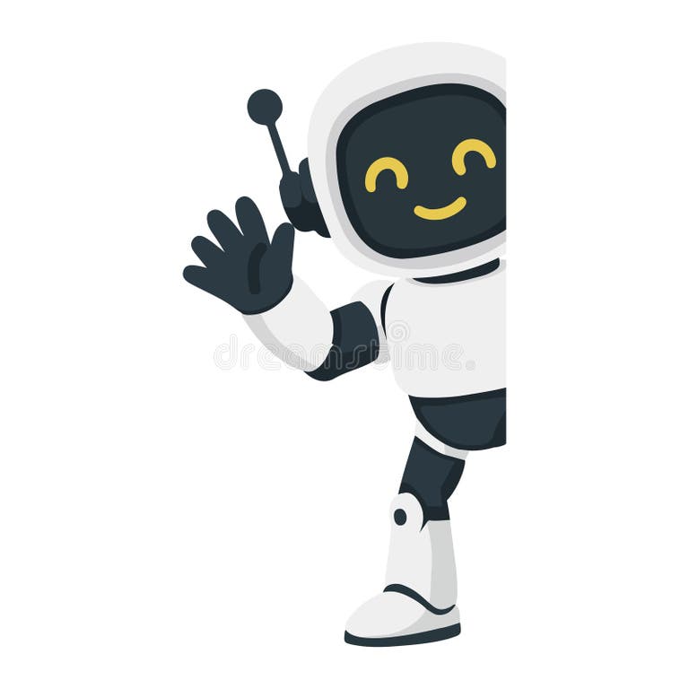 Friendly Cartoon Robot Waving Hello Illustration Stock Vector ...