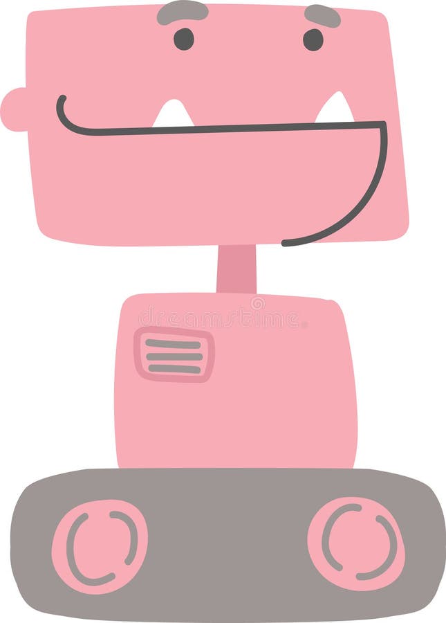 Friendly Cartoon Robot on Wheels Stock Illustration - Illustration of ...