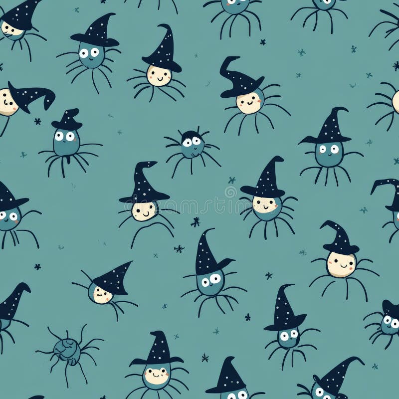 A Friendly Cartoon Spider Pattern with Tiny, Smiling Spiders Wearing ...
