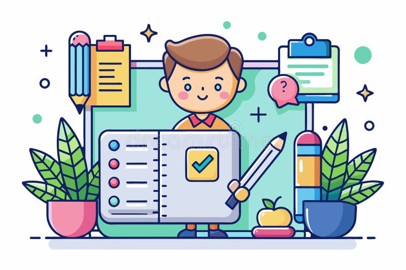 A Friendly Character Shows a Customizable Bullet Journal beside Vibrant ...