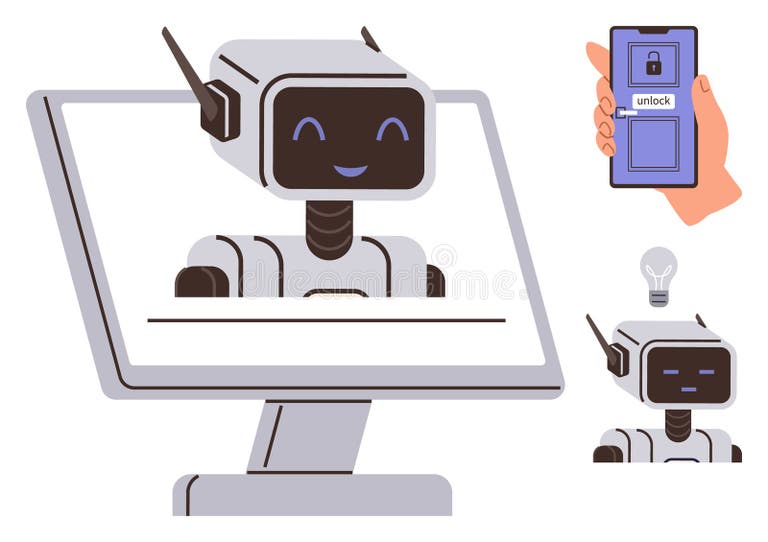 Robot Unlocking Stock Illustrations – 216 Robot Unlocking Stock ...