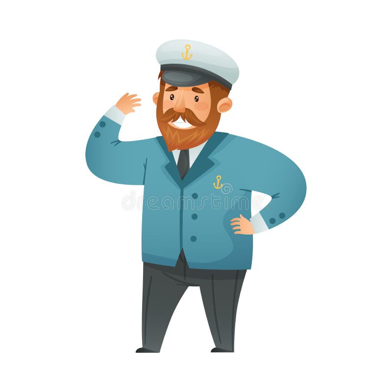 Friendly Cheerful Captain of Ship Cartoon Vector Illustration Stock ...