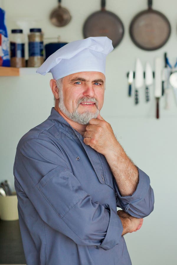 Friendly Chef Smiling on His Kitchen Stock Photo - Image of food ...