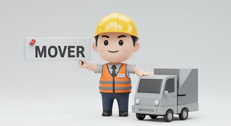 Friendly Chibi Korean Mover Character 3D Render Isolated on White Stock ...