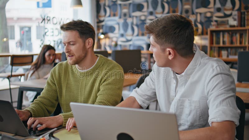 Friendly Colleagues Working Computer Together at Room. Managers ...