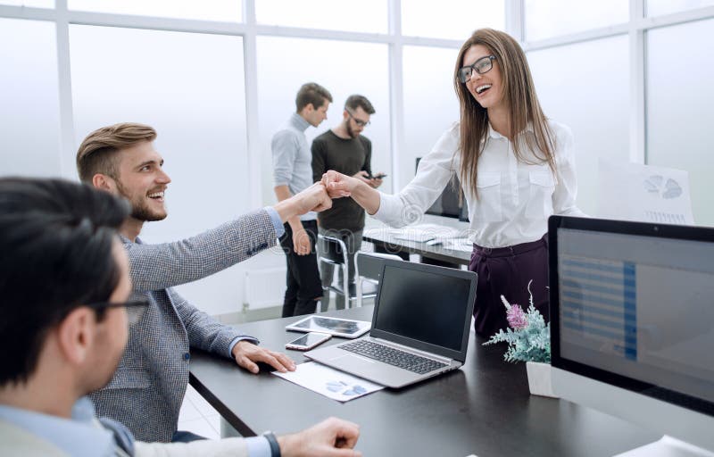Friendly Colleagues in the Workplace. Stock Photo - Image of group ...