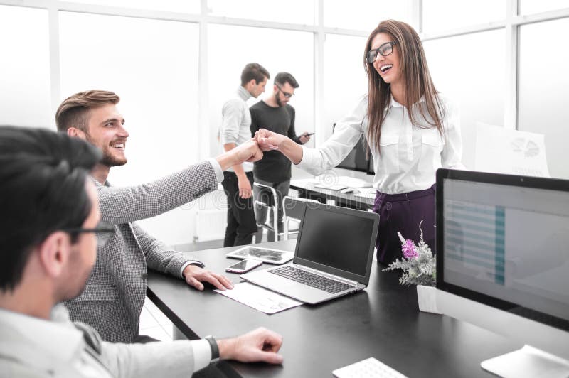 Friendly Colleagues in the Workplace. Stock Photo - Image of colleagues ...