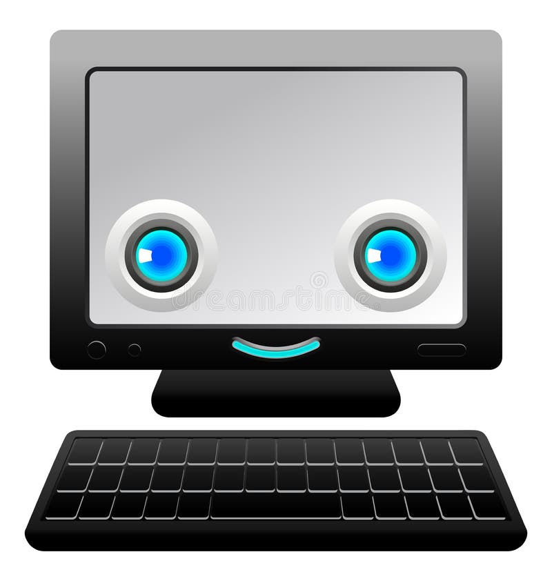 Friendly Computer Illustration. Vector Cartoon. Stock Vector ...