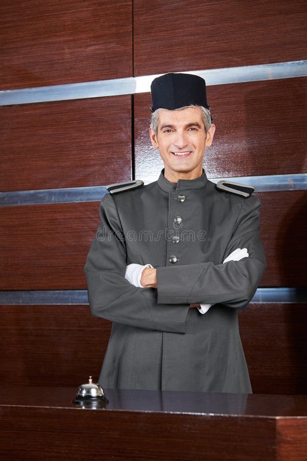 Friendly Concierge at Hotel Reception Stock Image - Image of service ...