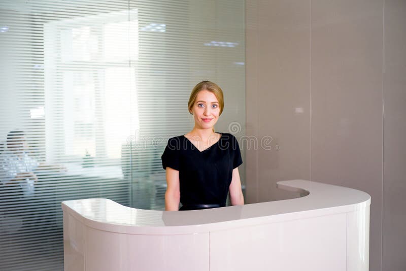 Friendly Concierge at Hotel Reception Stock Image - Image of service ...