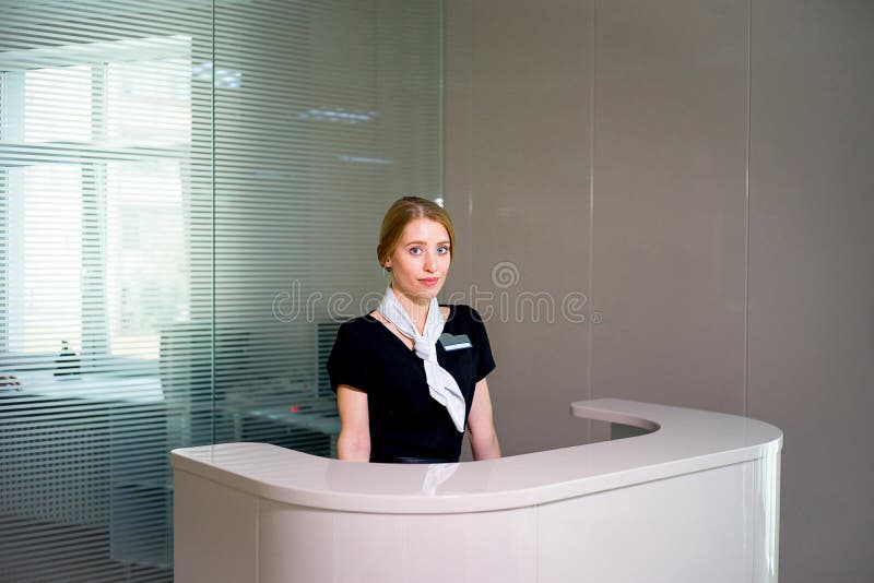 Friendly Concierge at Hotel Reception Stock Image - Image of service ...