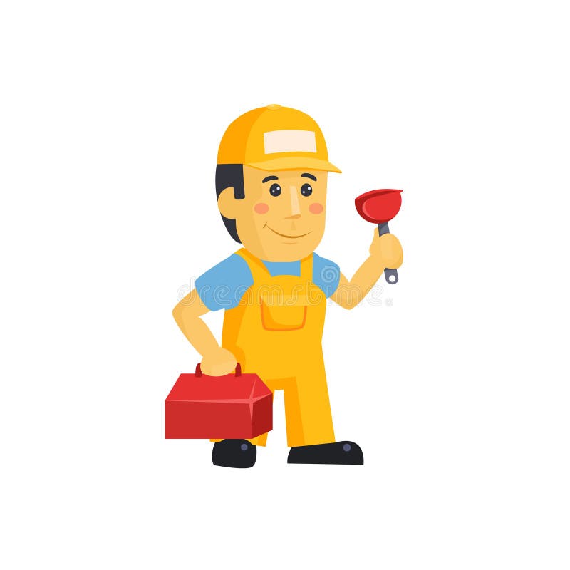 Friendly Construction Worker Man with Tools, Vector Stock Vector ...