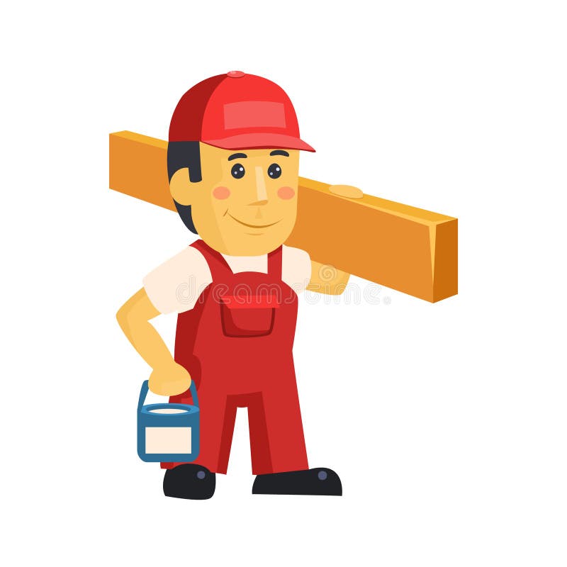Friendly Construction Worker Man with Tools, Vector Stock Vector ...