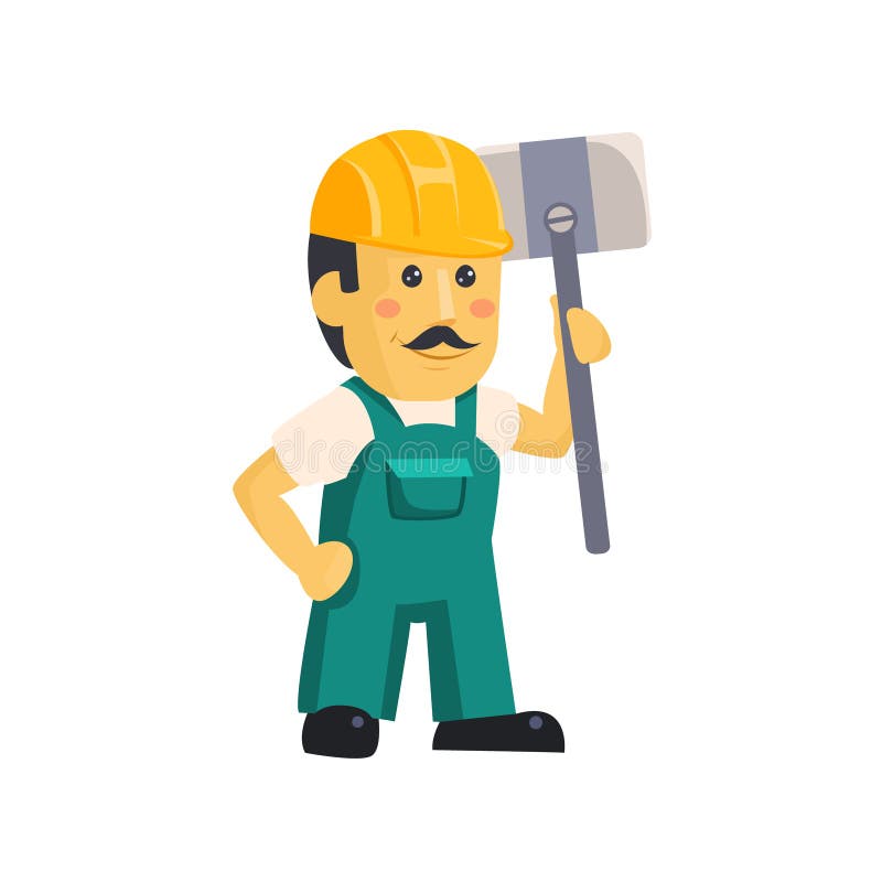 Friendly Construction Worker Man with Tools, Vector Stock Vector ...