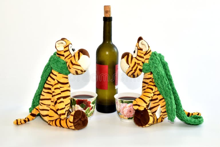 Friendly Conversation between Two Comrades Over a Bottle of Wine. Stock ...