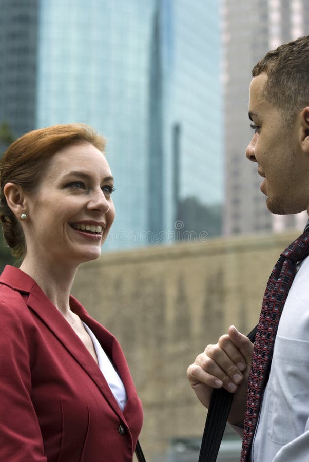 Friendly Coworkers Downtown Stock Image - Image of talking, urban: 11119927