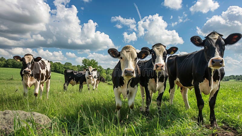 Friendly Cows Bringing Joy To the Farm . Generative Ai Stock ...