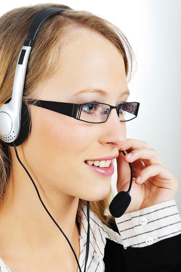 Friendly Customer Representative with Headset Stock Image - Image of ...