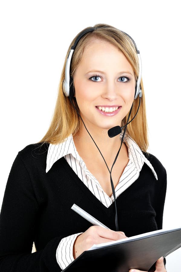 Friendly Customer Representative with Headset Stock Image - Image of ...