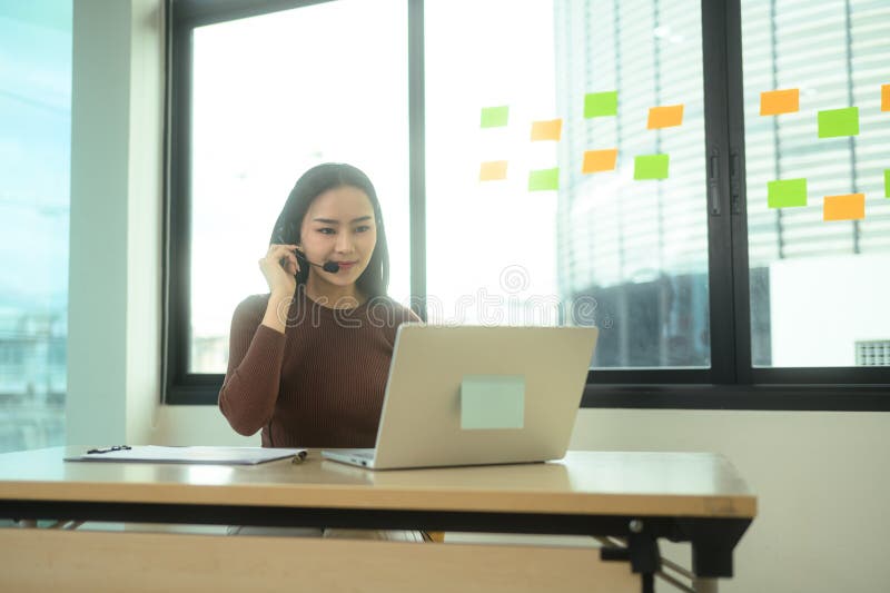 Friendly Customer Service Assistant Wearing Headset Answering Client ...