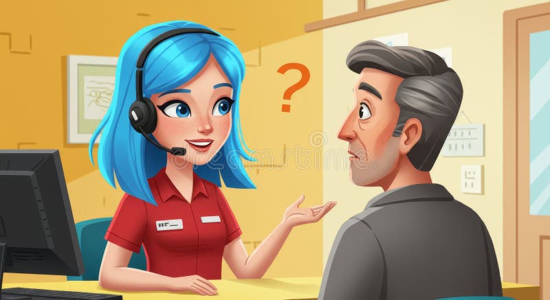 Friendly Customer Service Interaction in a Cartoon a Funny Cartoon of a ...