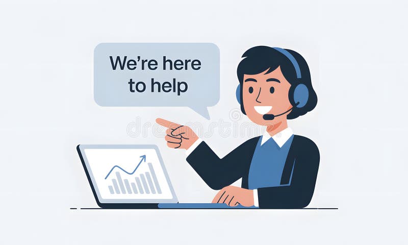 Customer Support Agent stock illustration. Illustration of line - 388357911