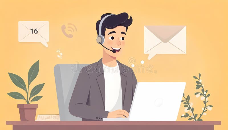 Friendly Customer Support Agent Assisting a Client with a Headset and ...