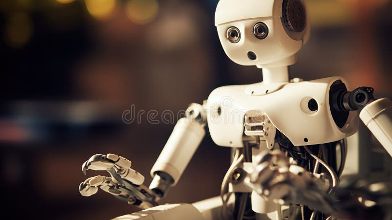 Friendly Cute Cartoon Robot. Technology Concept. Customer Support ...