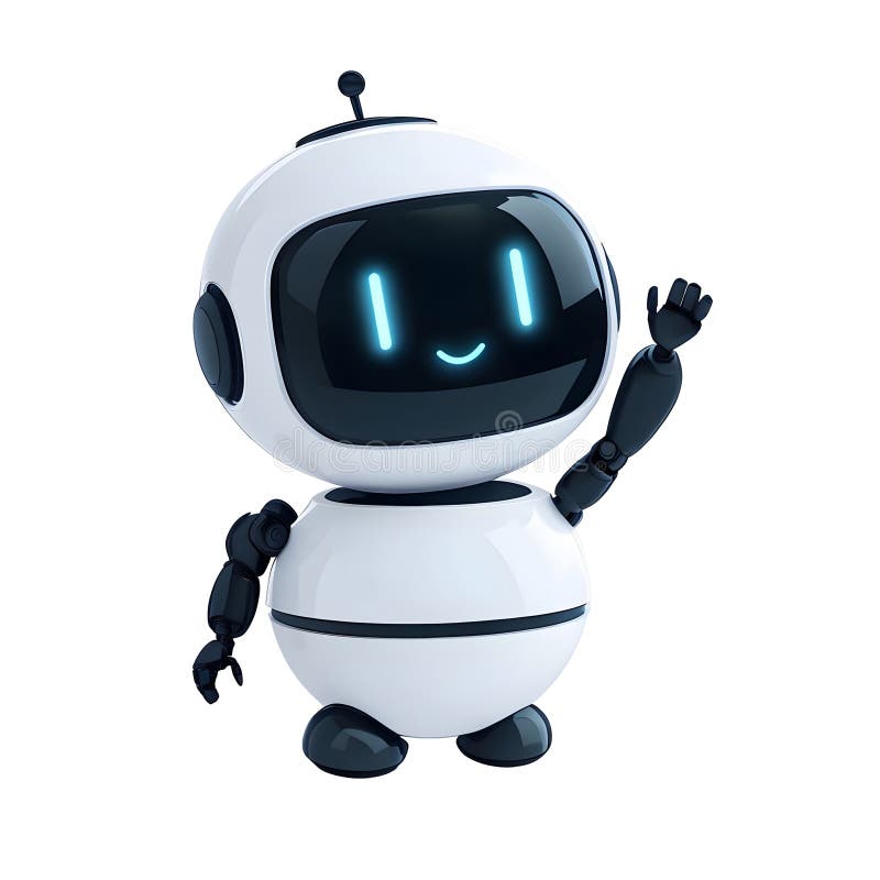 3D Robot Waving Isolated on Transparent Background. Artificial ...