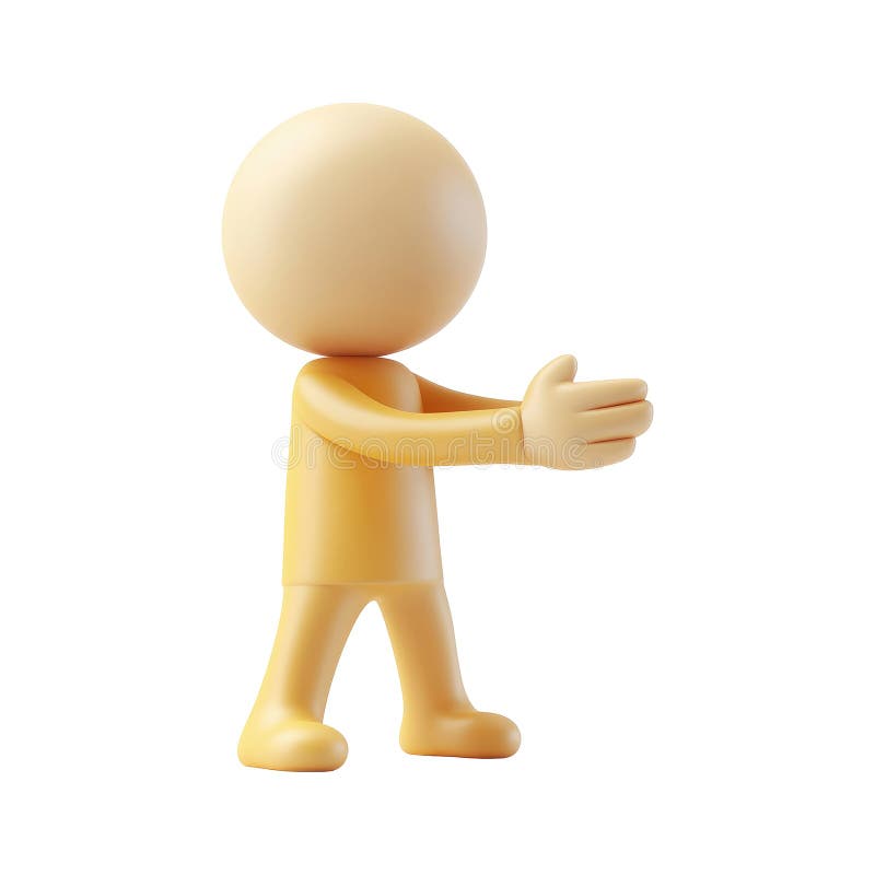 Friendly 3D Character Offering, Presenting or Showing Something Stock Illustration ...