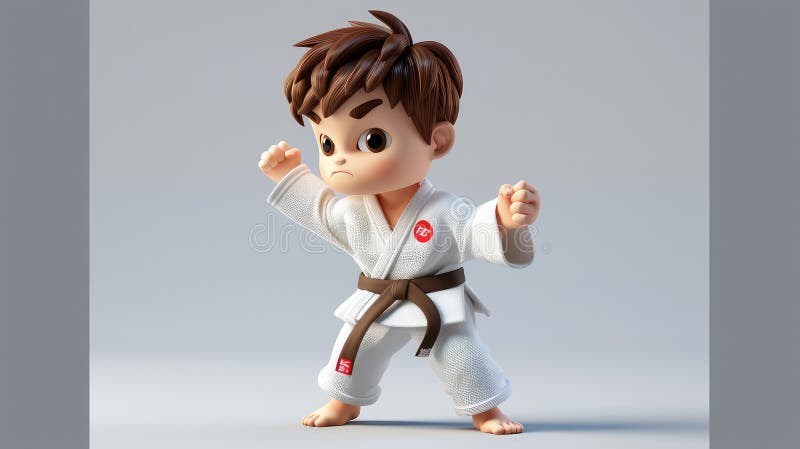 A Friendly 3D Judo Player Character in Action, Rendered in a Unique 3D ...