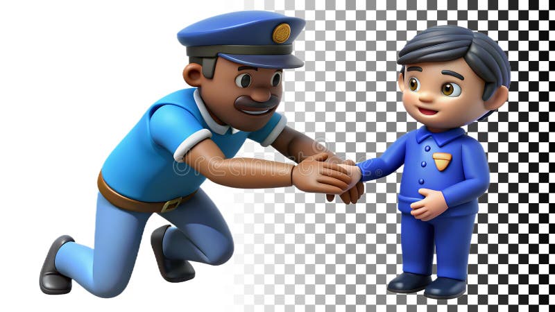 Policeman and Boy Characters for Community Service and Professions Png ...