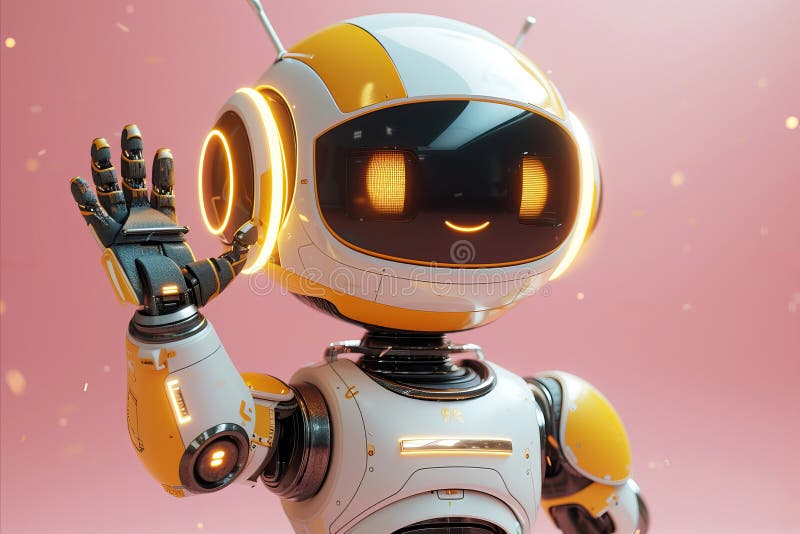 A Friendly 3d Robot Character Waving To the Camera. 3D Rendering Style ...