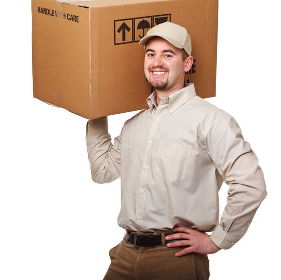 Friendly delivery man stock image. Image of mail, smiling - 17906071