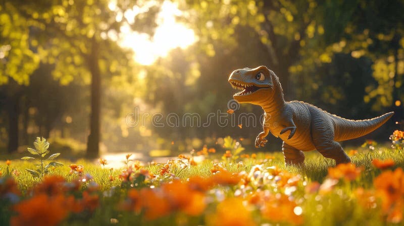 A Friendly Dinosaur Explores a Vibrant Forest. Ideal for Children S ...