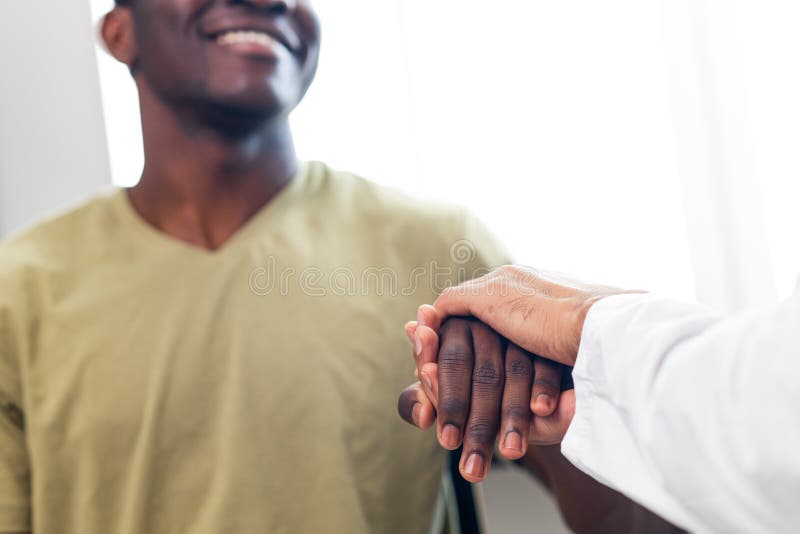 Friendly Doctor Hands Holding Patient Hand Support and Hope Concept ...