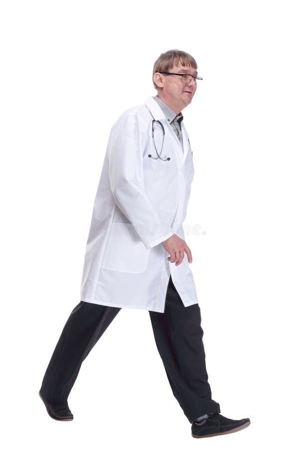 Friendly Doctor with a Stethoscope Striding Forward . Stock Photo ...