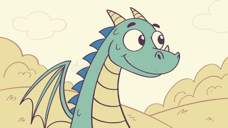 Friendly Dragon Head Illustration, Mythical Creature Design, Vector ...