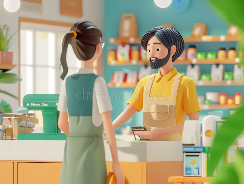 Friendly Employee Assisting Customer in Retail Store Setting Stock ...