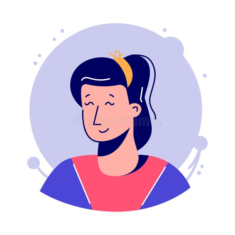 Friendly Female Avatar with Ponytail and Simple Headband Style Stock ...