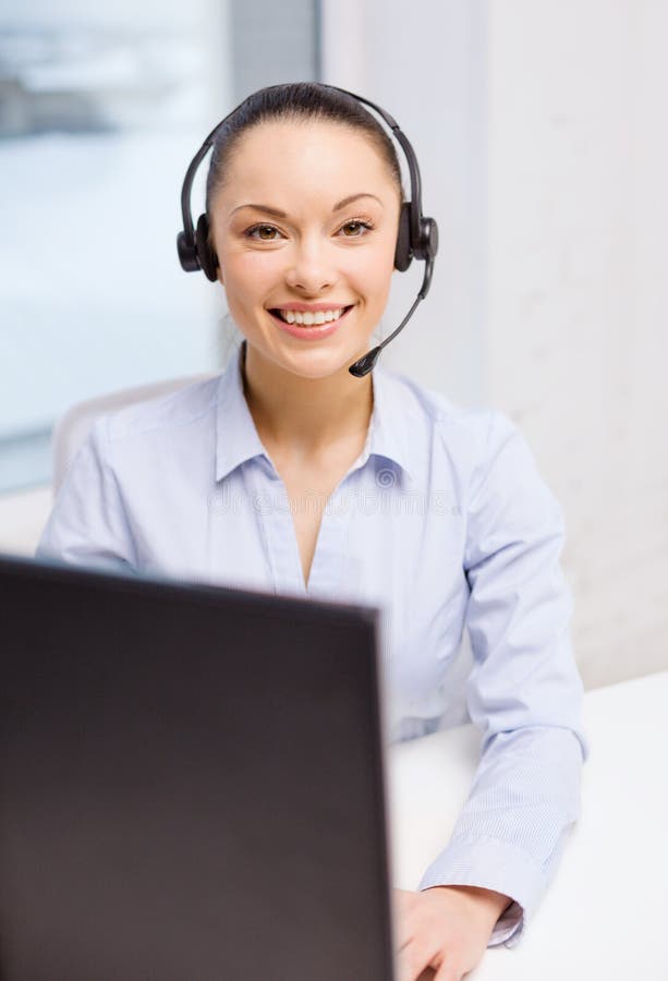 Friendly Female Helpline Operator Stock Photo - Image of helpdesk ...
