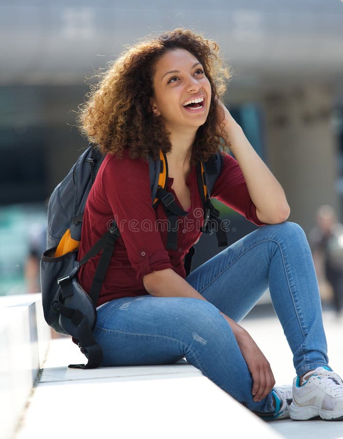 Friendly Female Student Smiling Stock Photo - Image of education ...