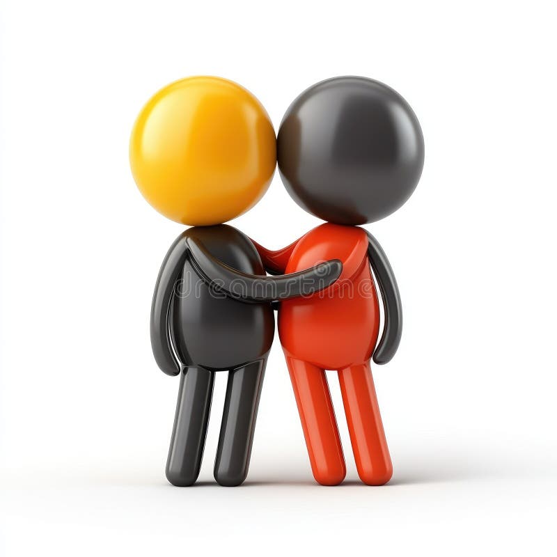 Two 3D Figures Embracing, Friendship, Teamwork, Support Concept Stock ...