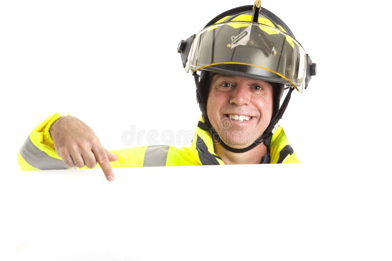 Friendly Fireman with Message Stock Image - Image of hero, macho: 18367951